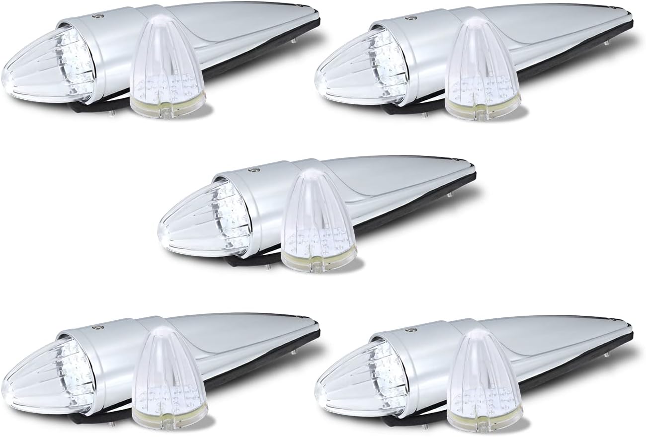 Ledvillage 5x Clear Lens Amber F2 17 LED Torpedo Cab Marker Roof Light ...