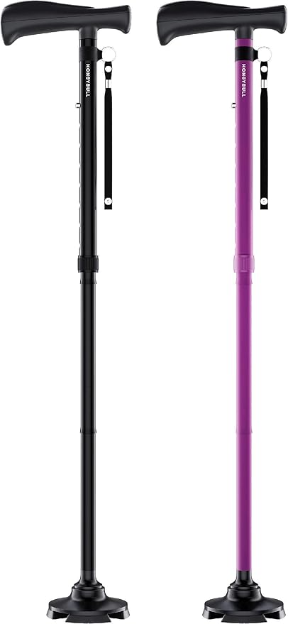 Amazon.com: HONEYBULL Walking Cane Double Pack (Black & Purple ...