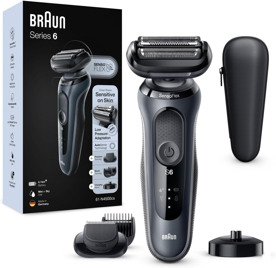 Braun Series 6 Electric Shaver With Beard Trimmer, Charging Stand ...