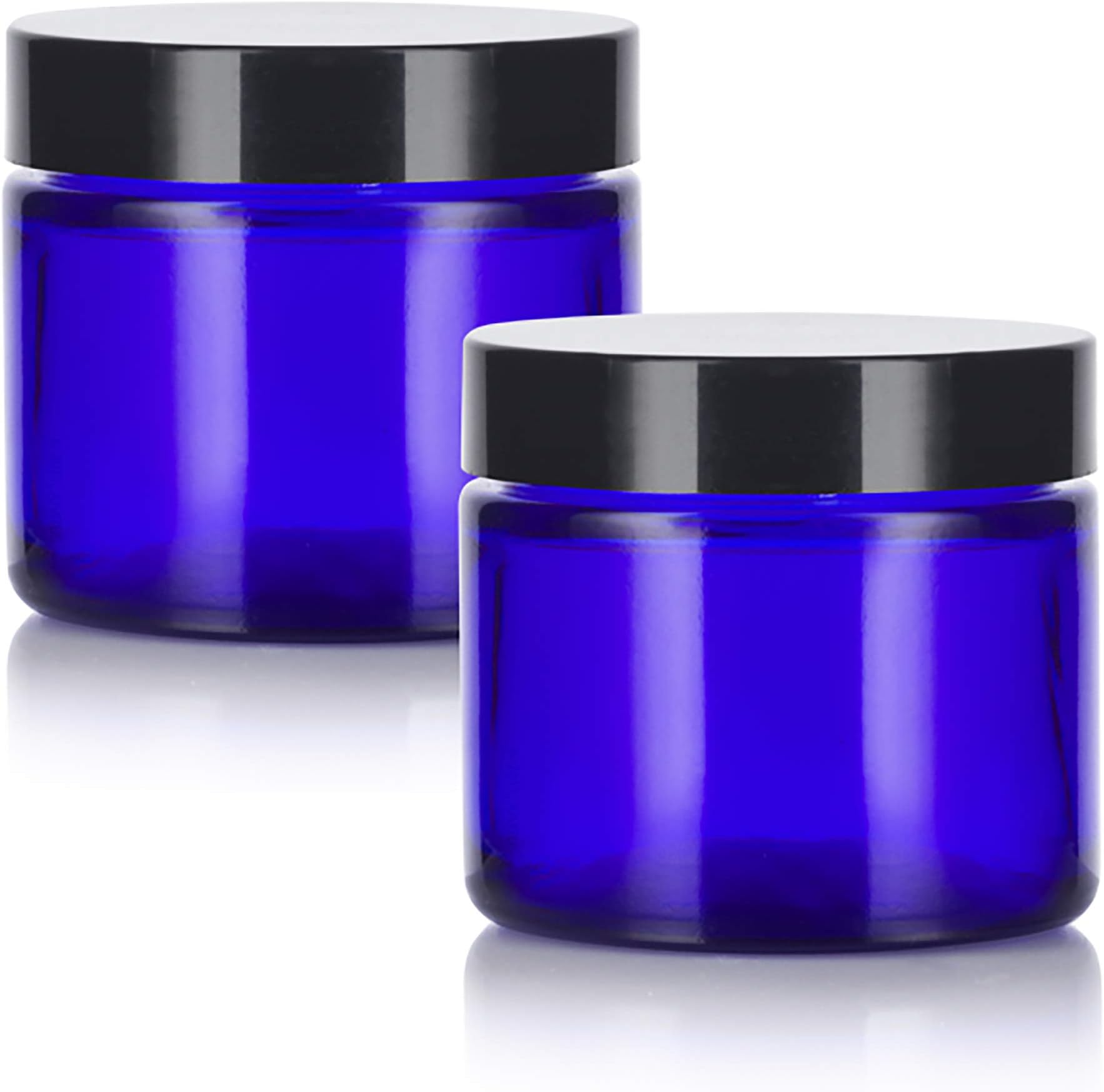 Amazon.com: Cobalt Blue Glass Straight Sided Jar With Black Smooth Lids ...