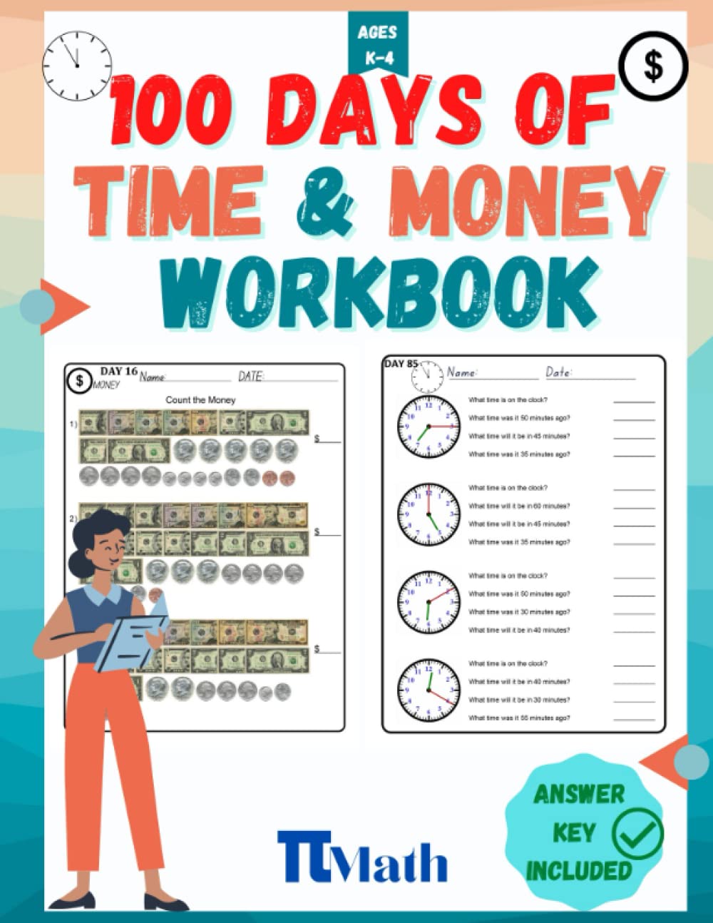 PI MATH - Time and Money Workbook for kids, 100 days of practice ...
