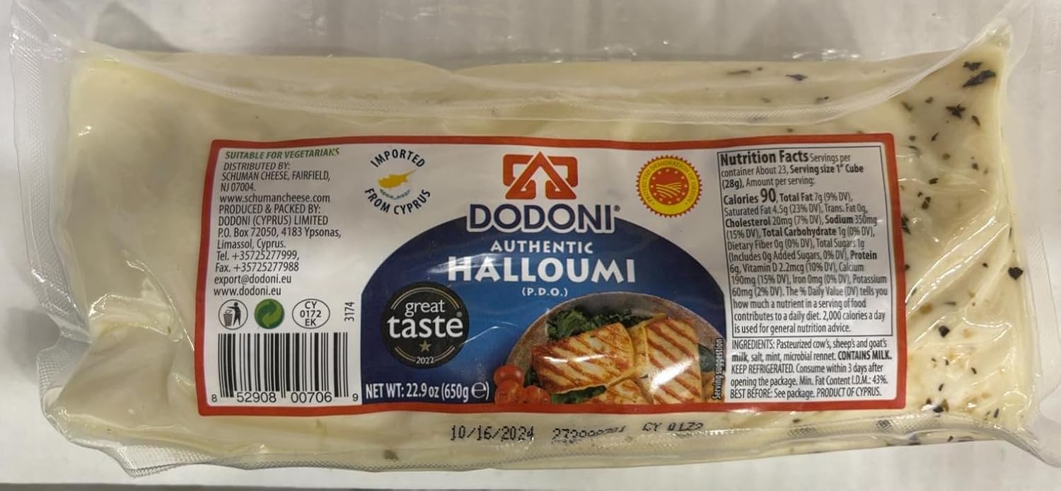 Amazon.com: Dodoni Halloumi Cheese with Mint 650g (Pack of 2) : Grocery ...