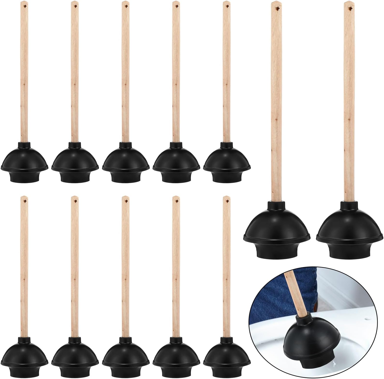 Amazon.com: Dandat 12 Pcs Rubber Toilet Plunger with Double Thrust ...