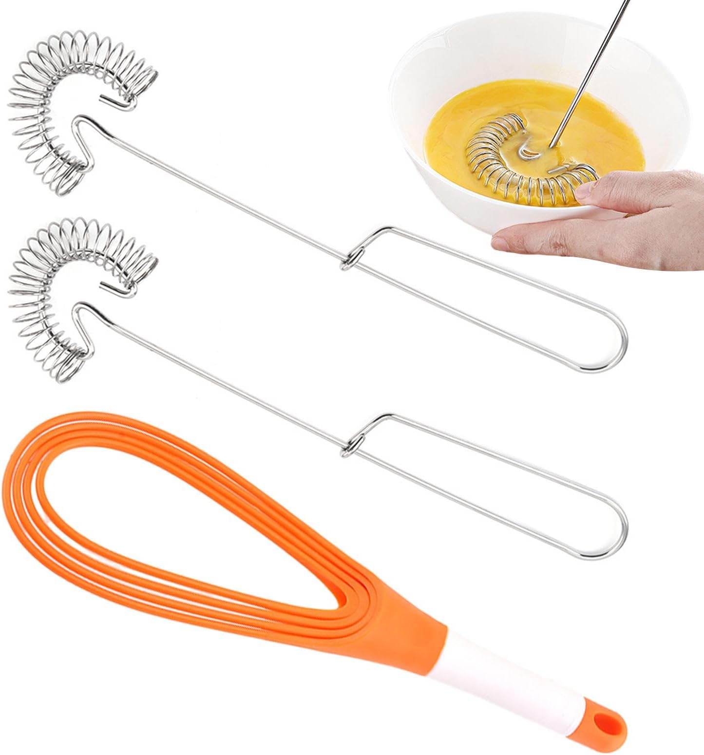 Wancala 2 Pack Small Whisk, Stainless Steel Sauce Whisk for Baking ...