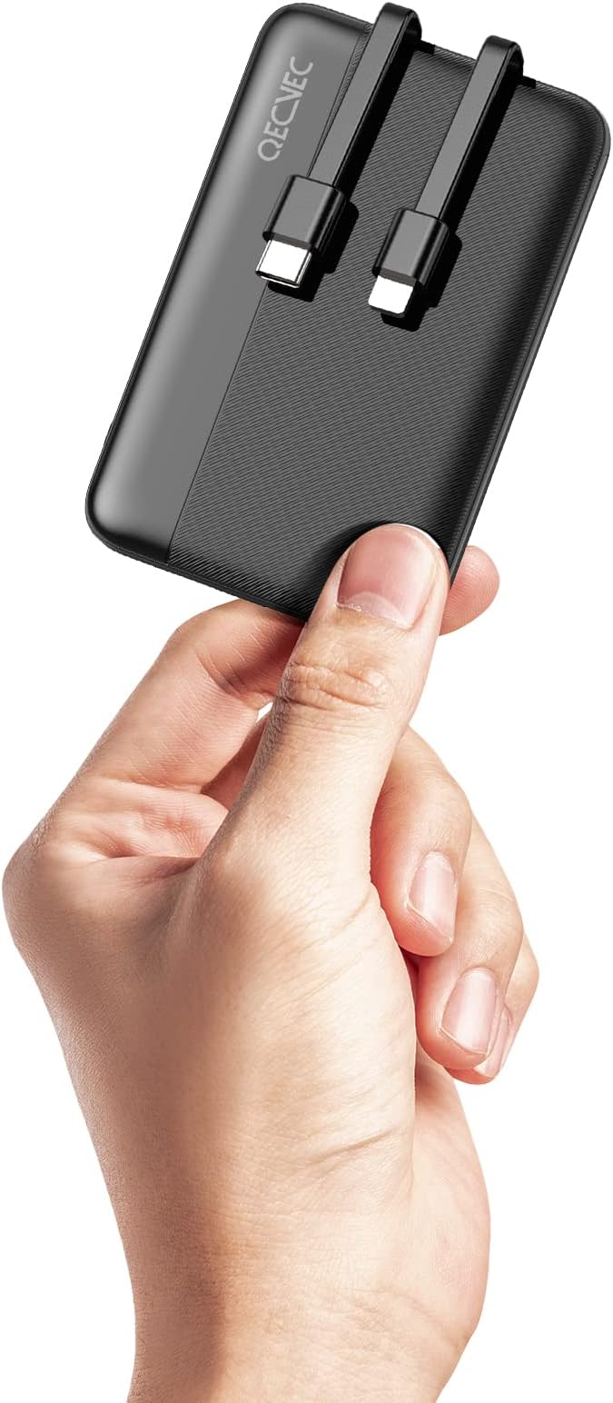 Power Bank 10000mAh, Portable Charger with Built-in Cables, 22.5W PD ...