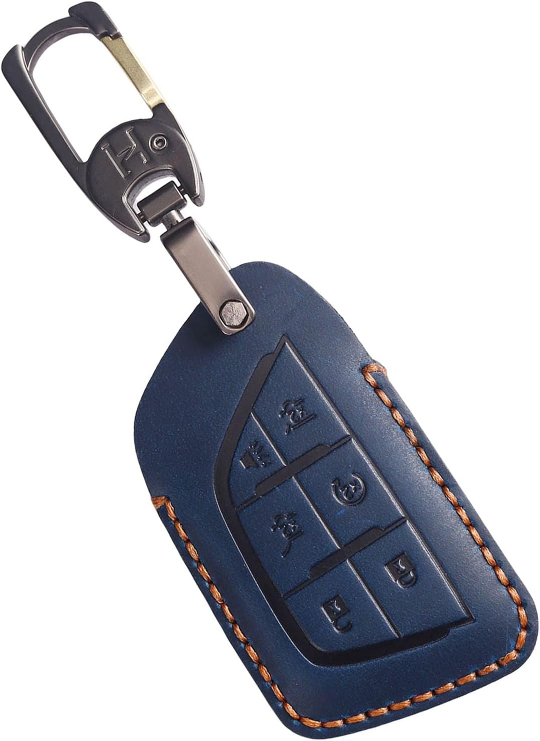Amazon.com: Hontumax Genuine Leather 6-Button Key Fob Case for Cadillac ...