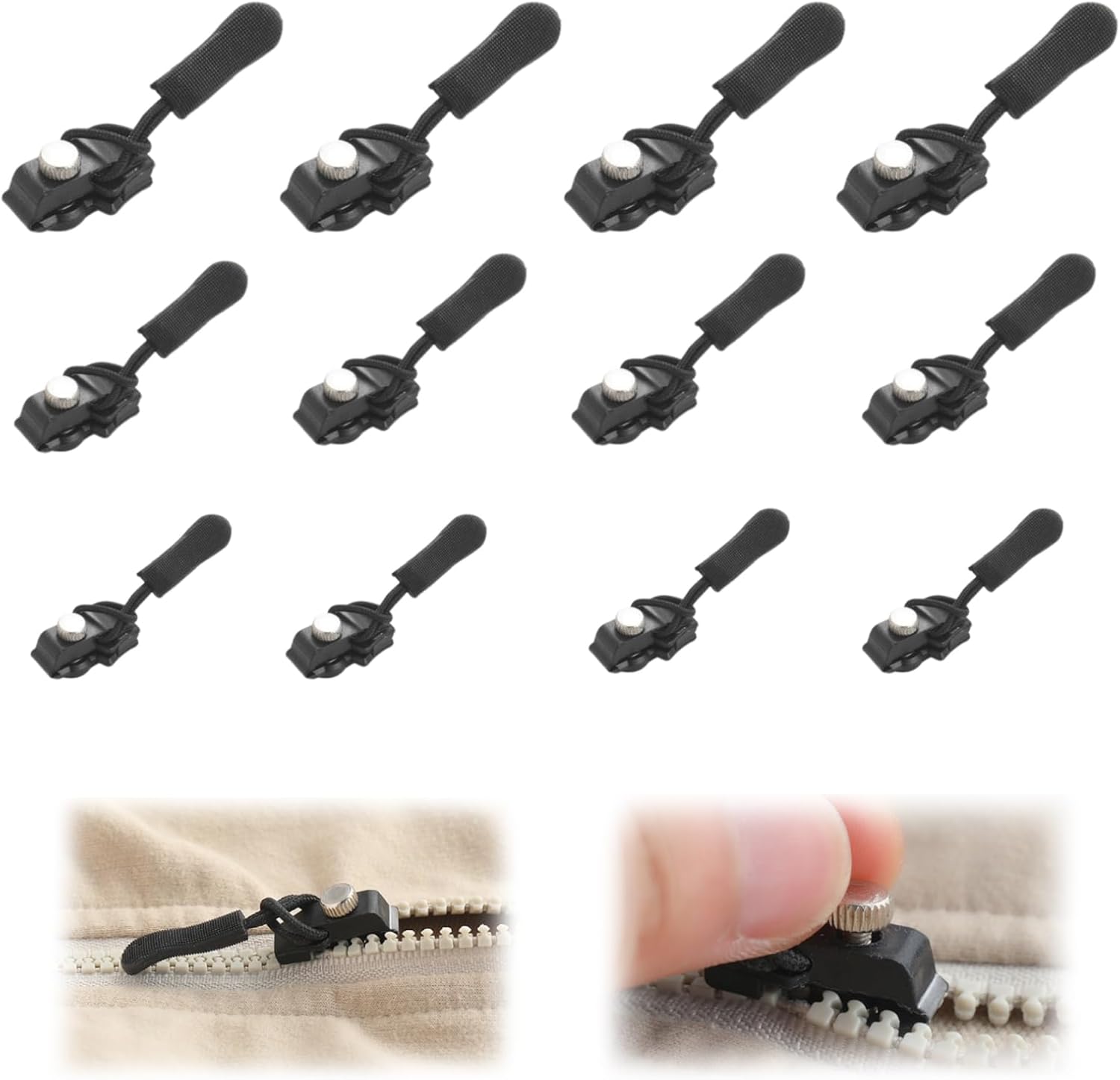 12 Pcs Zips, Zip Pulls, Zip Replacement, Replacement Zipper Pulls ...