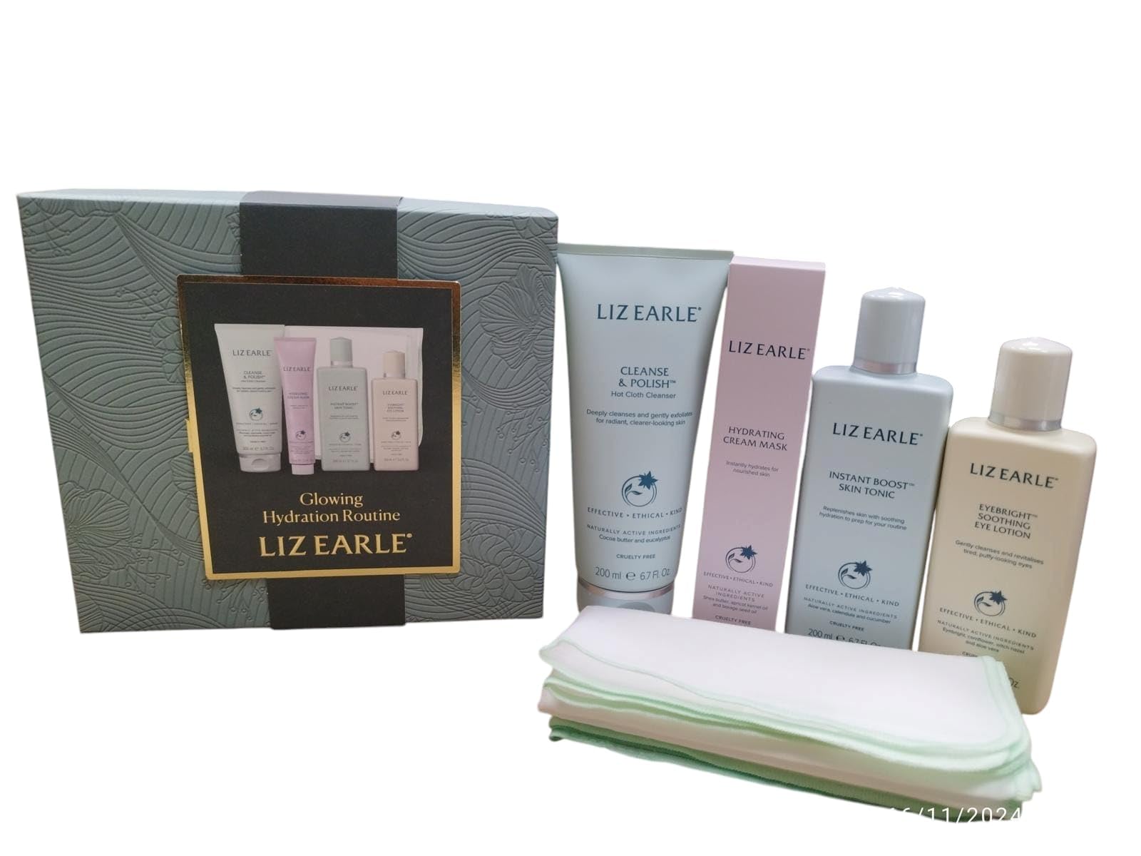 Liz Earle Glowing Hydration Routine Skincare 4 Piece Gift Set : Amazon ...
