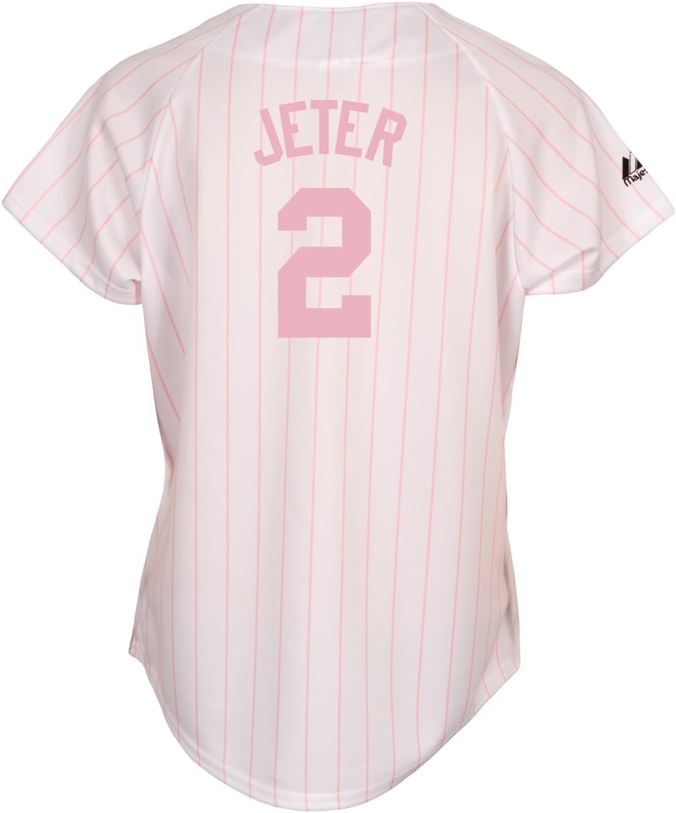 Amazon.com : Derek Jeter New York Yankees Women's Pink Replica Jersey ...
