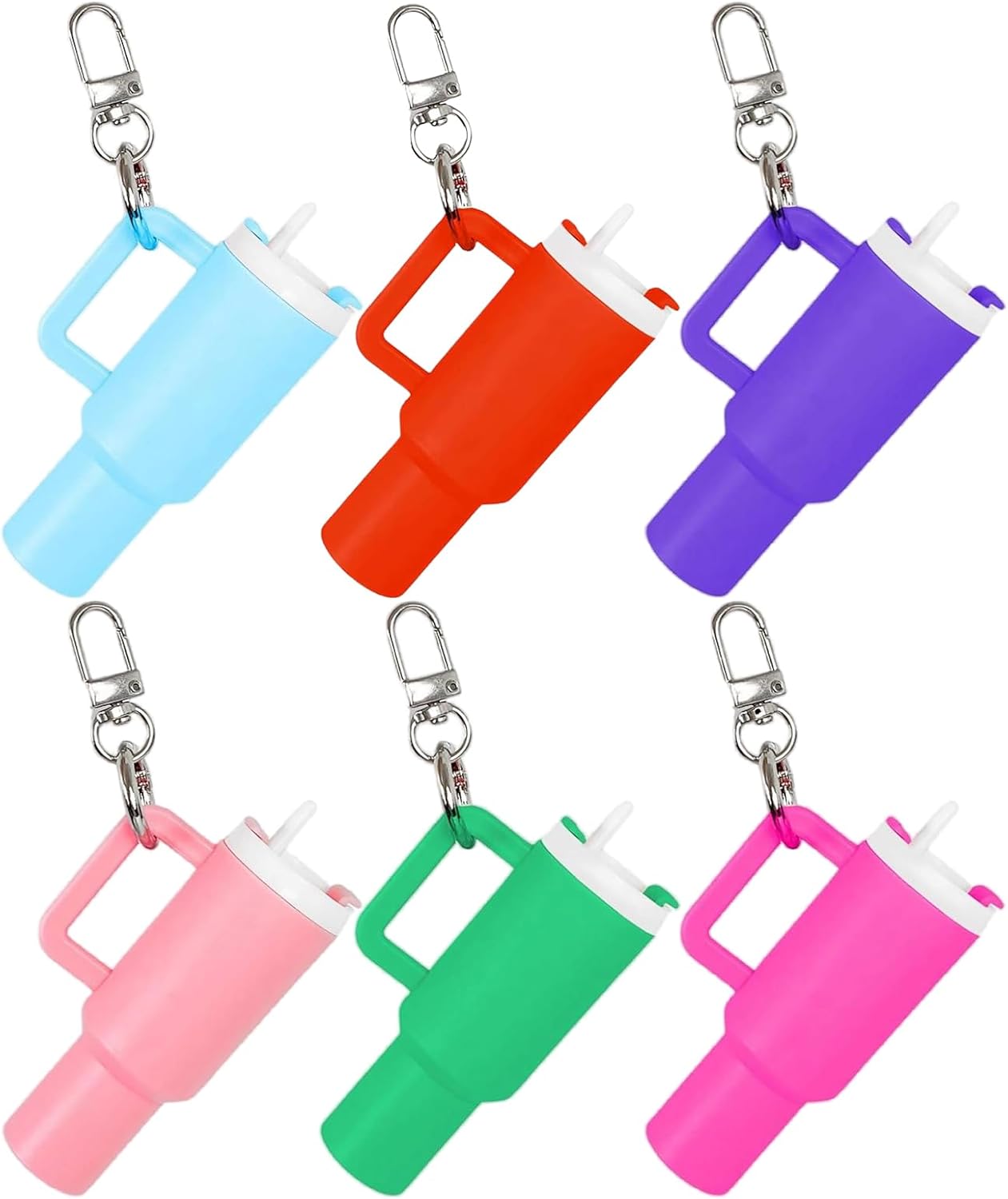 MMEYING 6 Pcs Multicolor Mini Tumbler Keychain Chapstick Holder Ring ...
