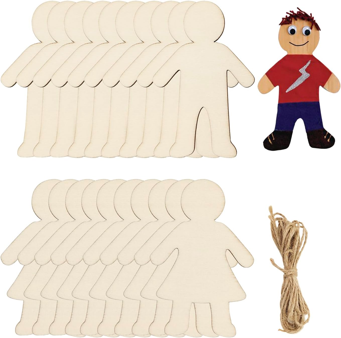 Amazon.com: Barydat 60 Pcs People Shaped Wood Cutouts 5.5 x 2.4 Inch ...