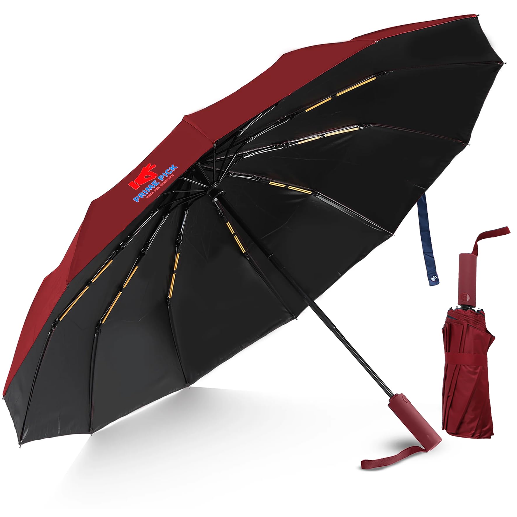 PRIME PICK Portable Travel Umbrella - Umbrellas for Rain Windproof, Strong Compact & Easy Auto ...