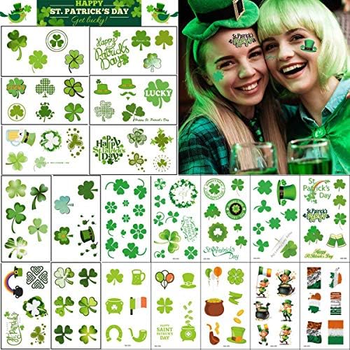 Amazon.com : COKOHAPPY 169Pcs St Patricks Day Temporary Tattoos Face ...