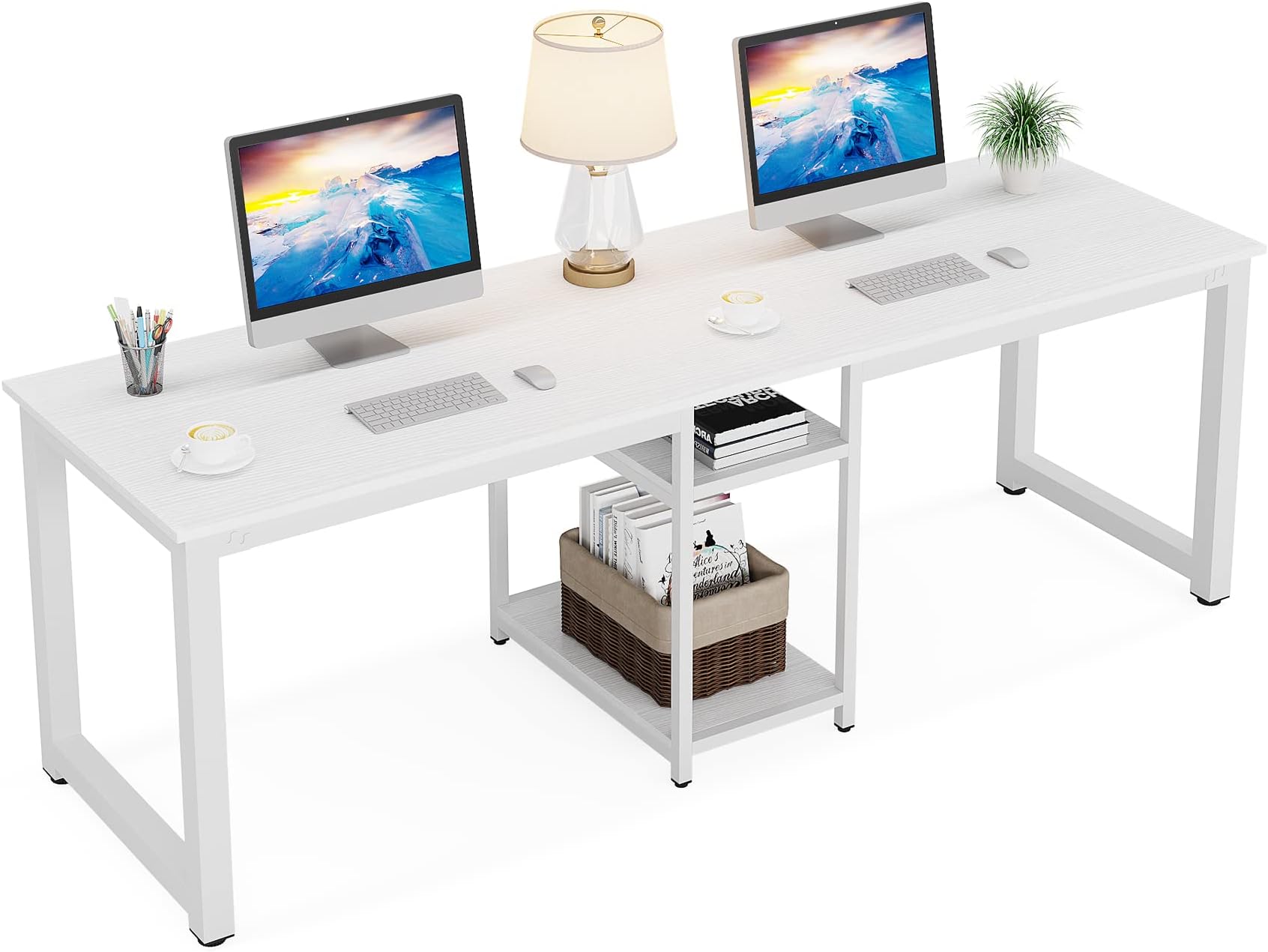 Amazon.com: MUTUN Two Person Desk, 83.7 Inch Computer Office Double ...