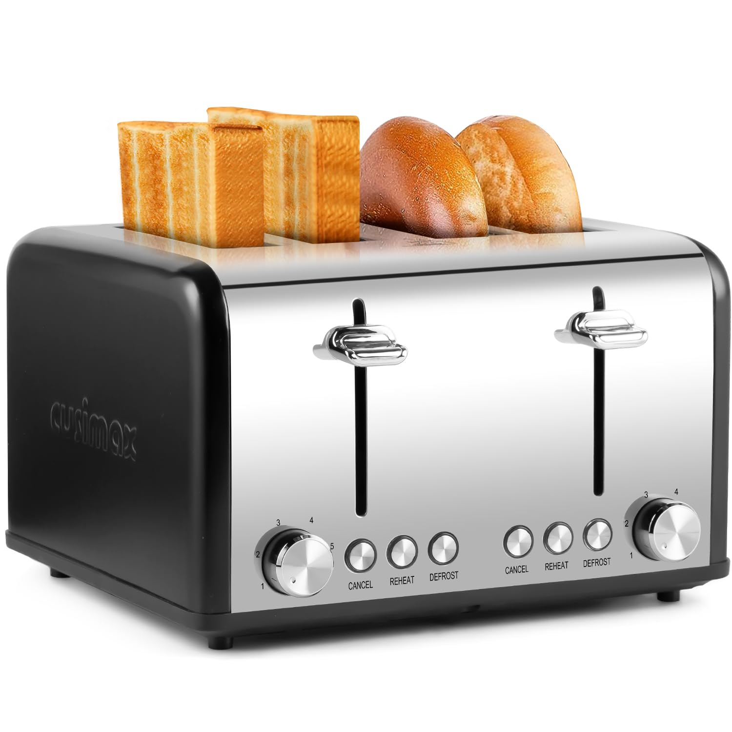 Cusimax Toaster, 4 Slices Toaster, Stainless Steel Toaster with 4 Extra ...