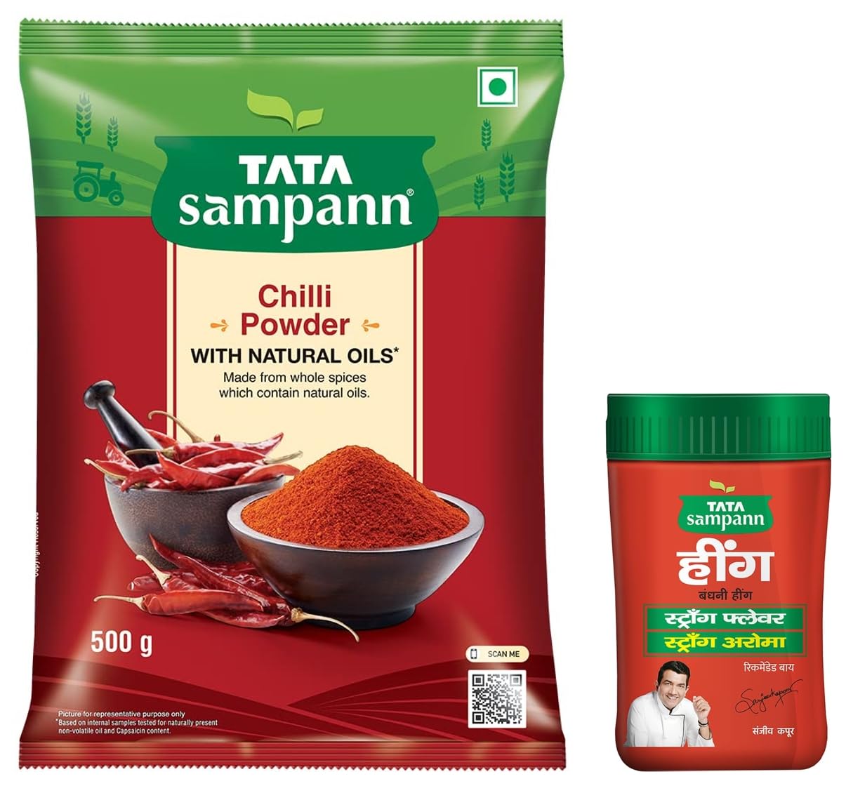 Tata Sampann Chilli Powder With Natural Oils, 500g & Tata Sampann Hing ...