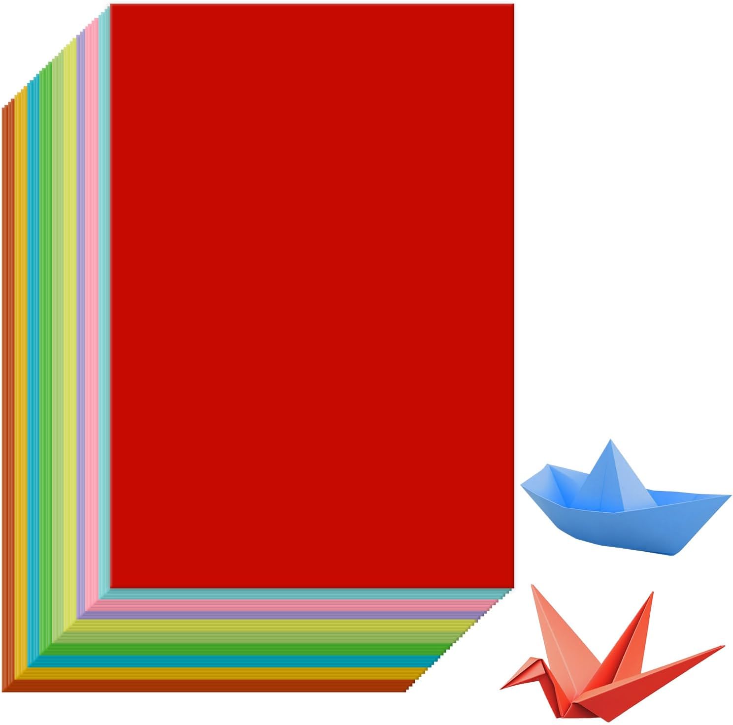 100-Pack Coloured Paper A4 - Vibrant Origami Paper Pack Assorted, 70gsm ...