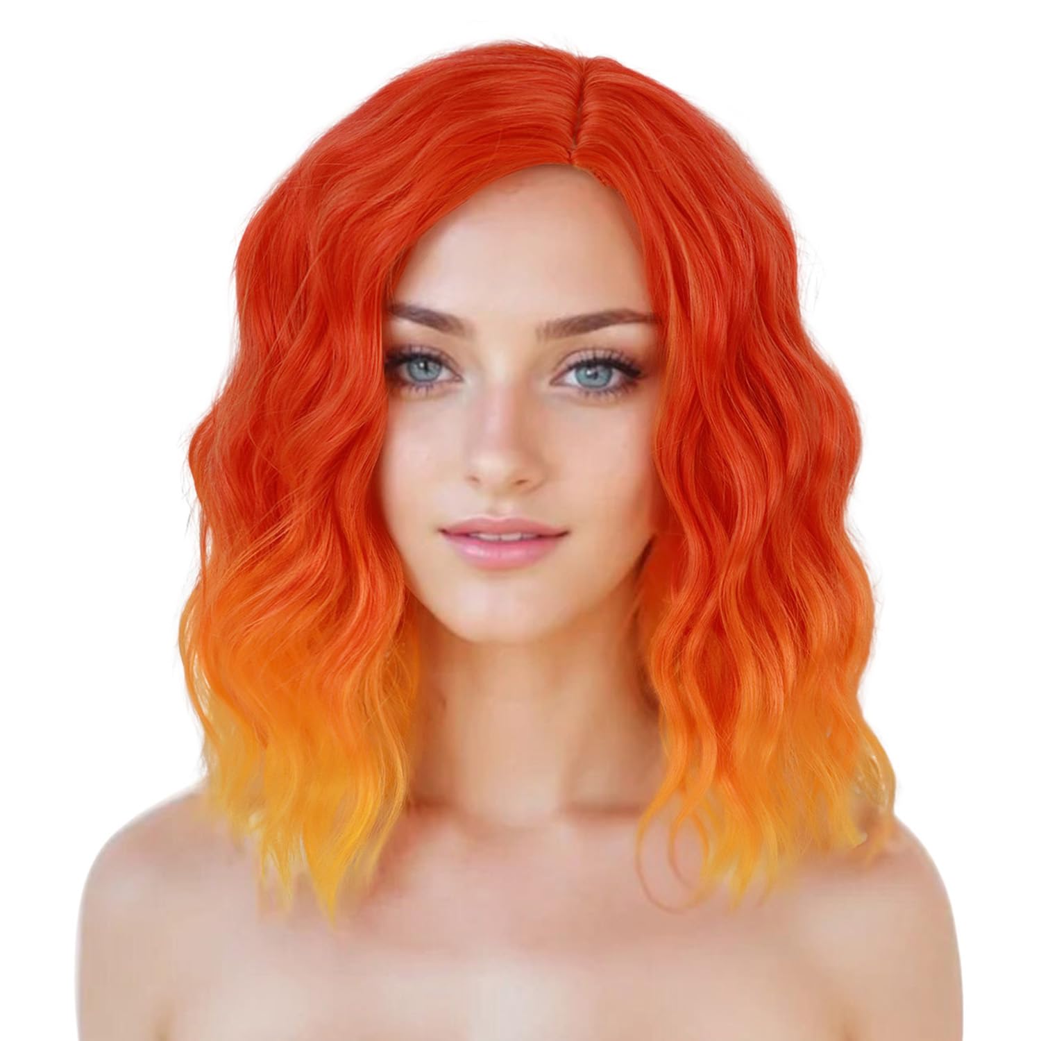 Amazon.com: Guree Hair Orange Wigs for Women Flame Fire Color Side Part ...