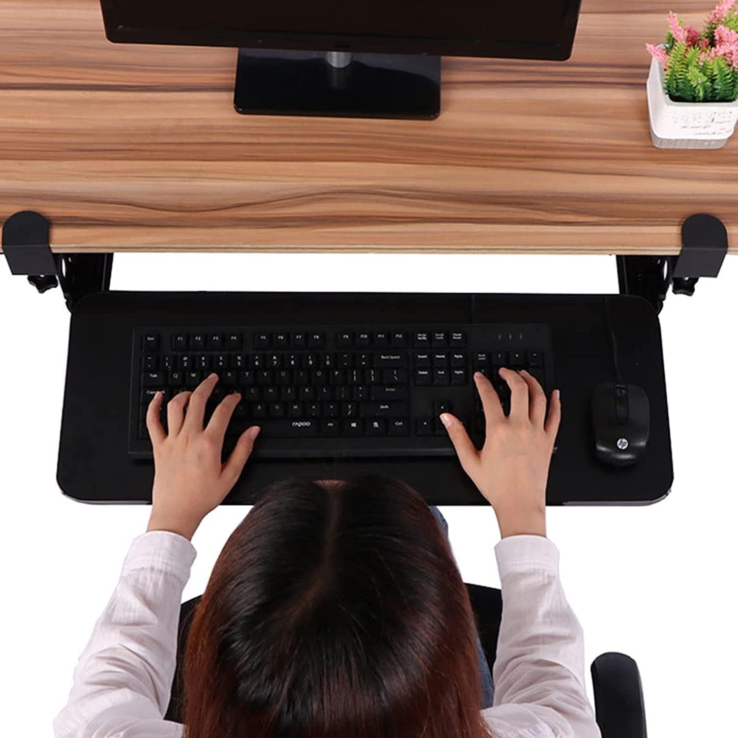 Amazon.com: Keyboard Tray Stores Under Desk Push-Pull Keyboard Tray for ...