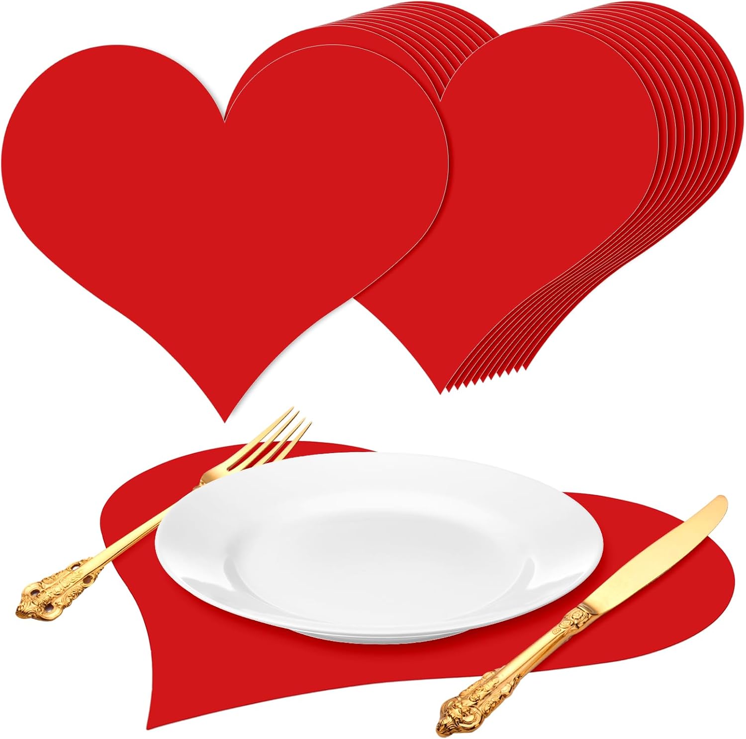 Amazon.com: Whaline 50 Pack Heart Shape Paper Placemats Valentine’s Day ...