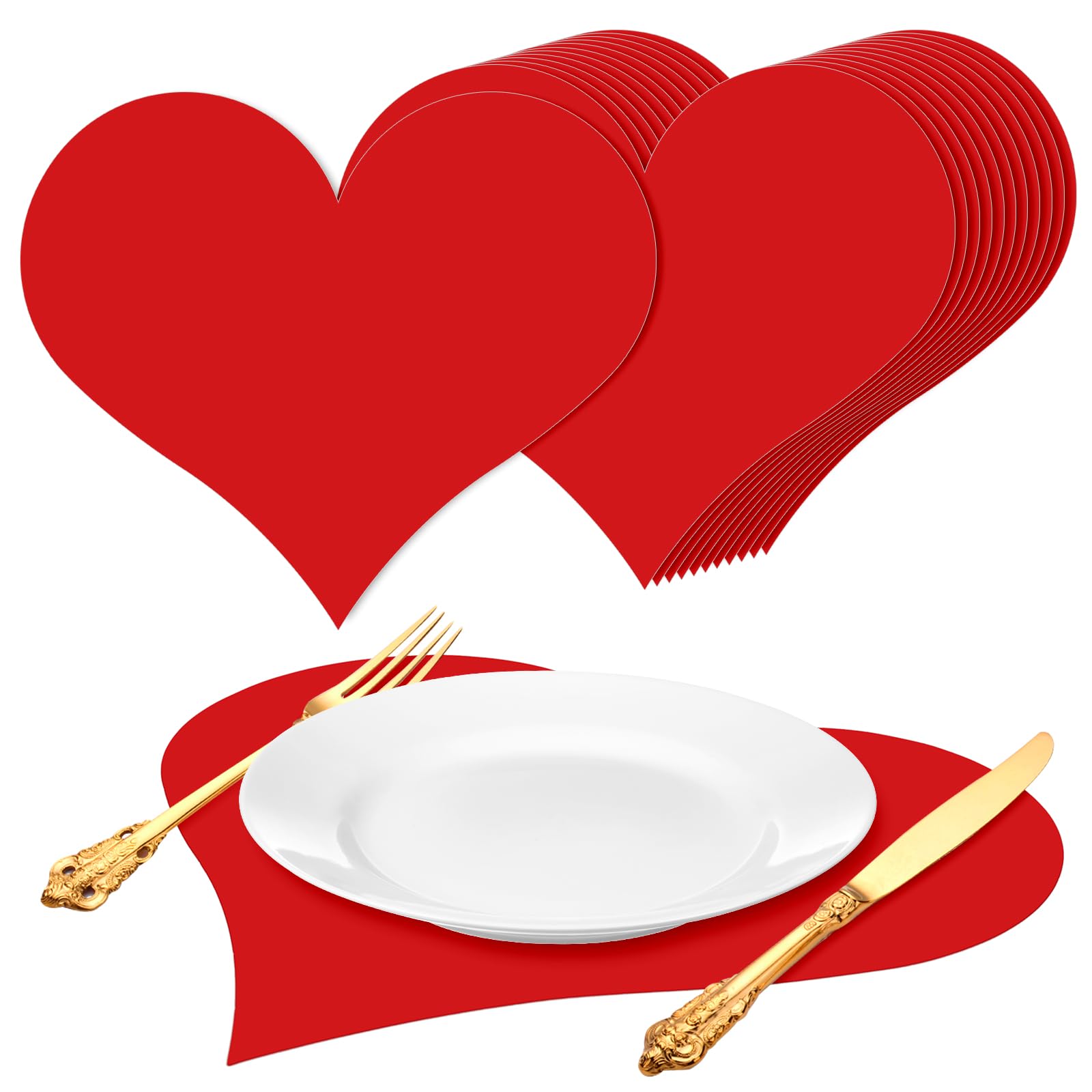 Amazon.com: Whaline 50 Pack Heart Shape Paper Placemats Valentine’s Day ...