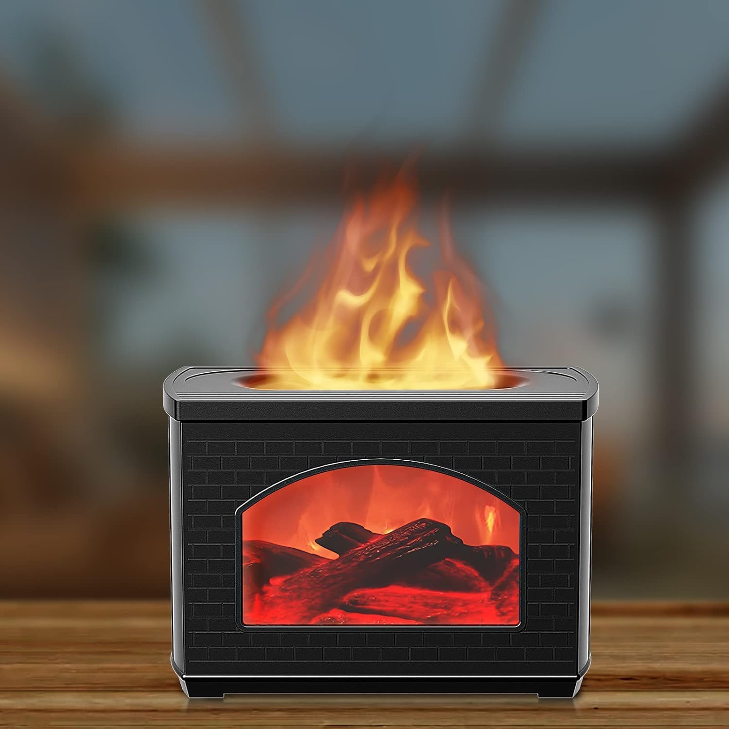Flame Essential Oil Diffuser With Fireplace Decoration, Ultrasonic ...