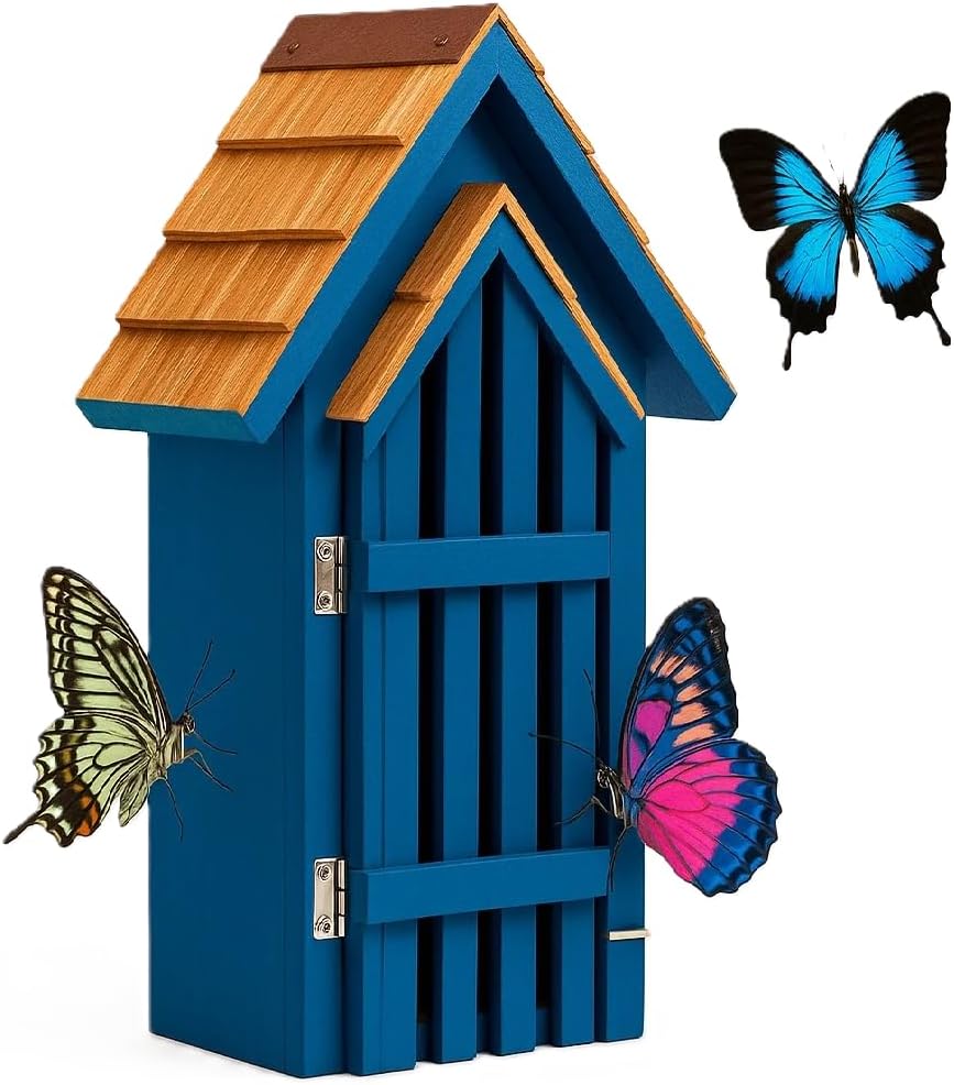 Amazon.com: 2025 New Shingle Roof Butterfly House for Outdoor, Cedar ...