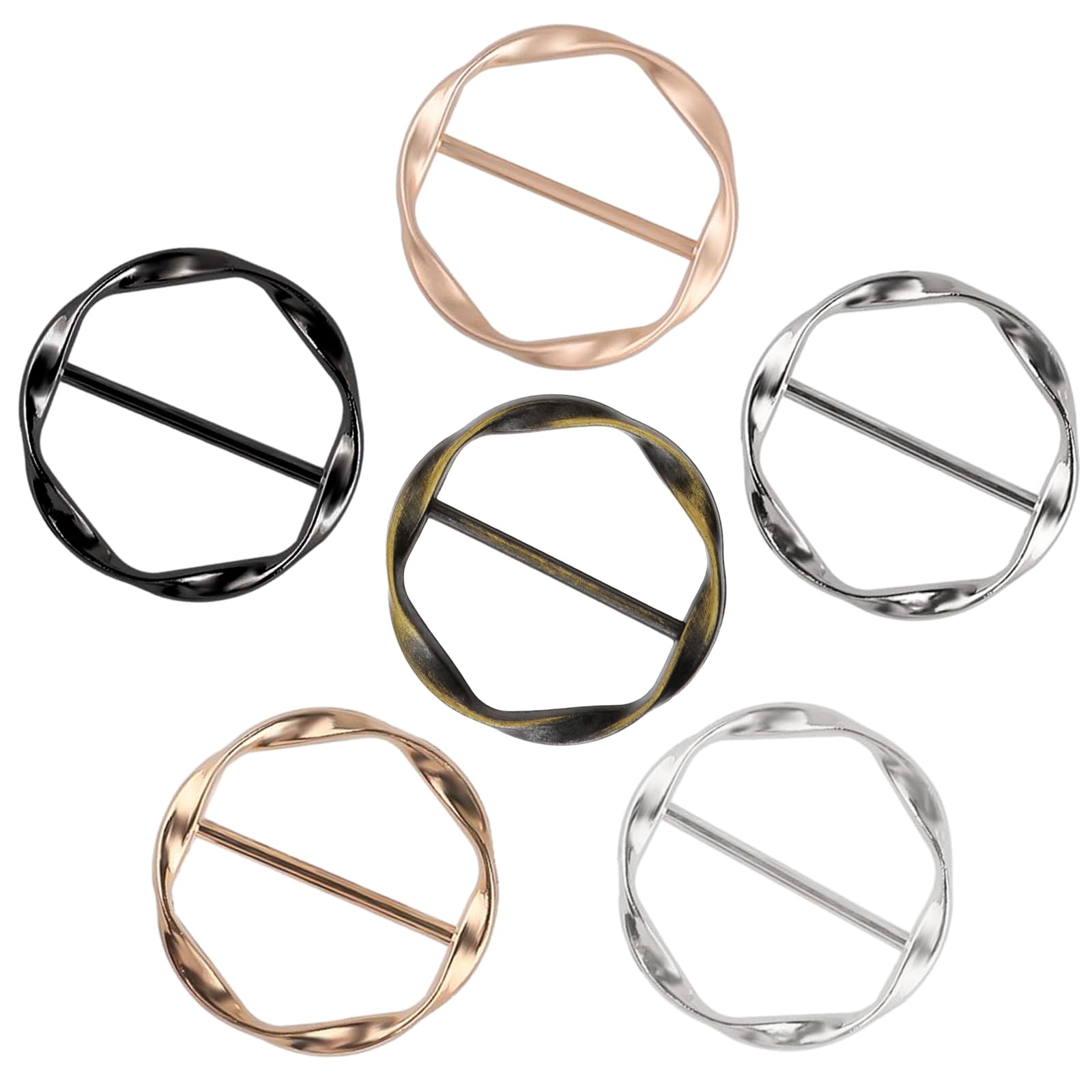 Scarf Ring Clip, Mabor 6 pcs T-Shirt Tie Pin Clip for Women,Fashion ...