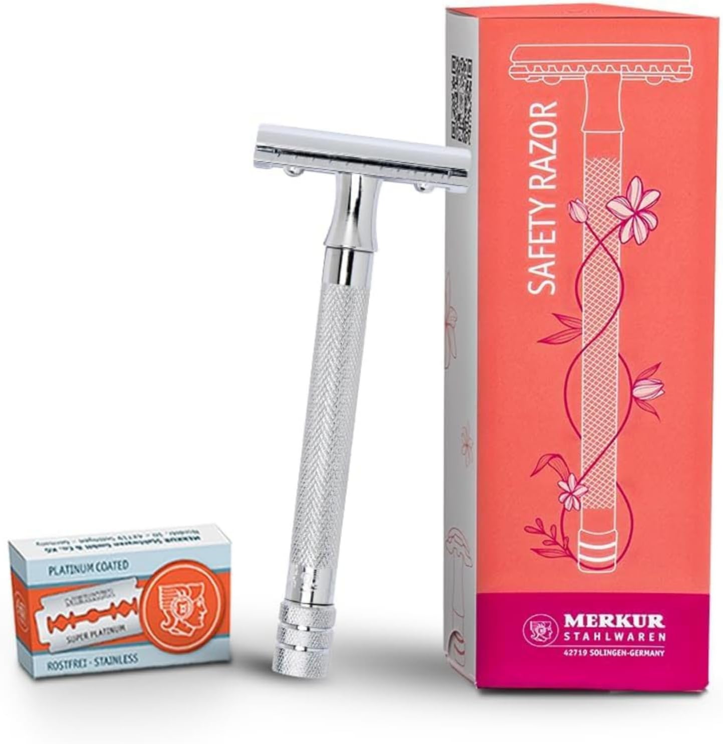Amazon.com: MERKUR 23C Double Edge Safety Razor - Polished Chrome, Long ...