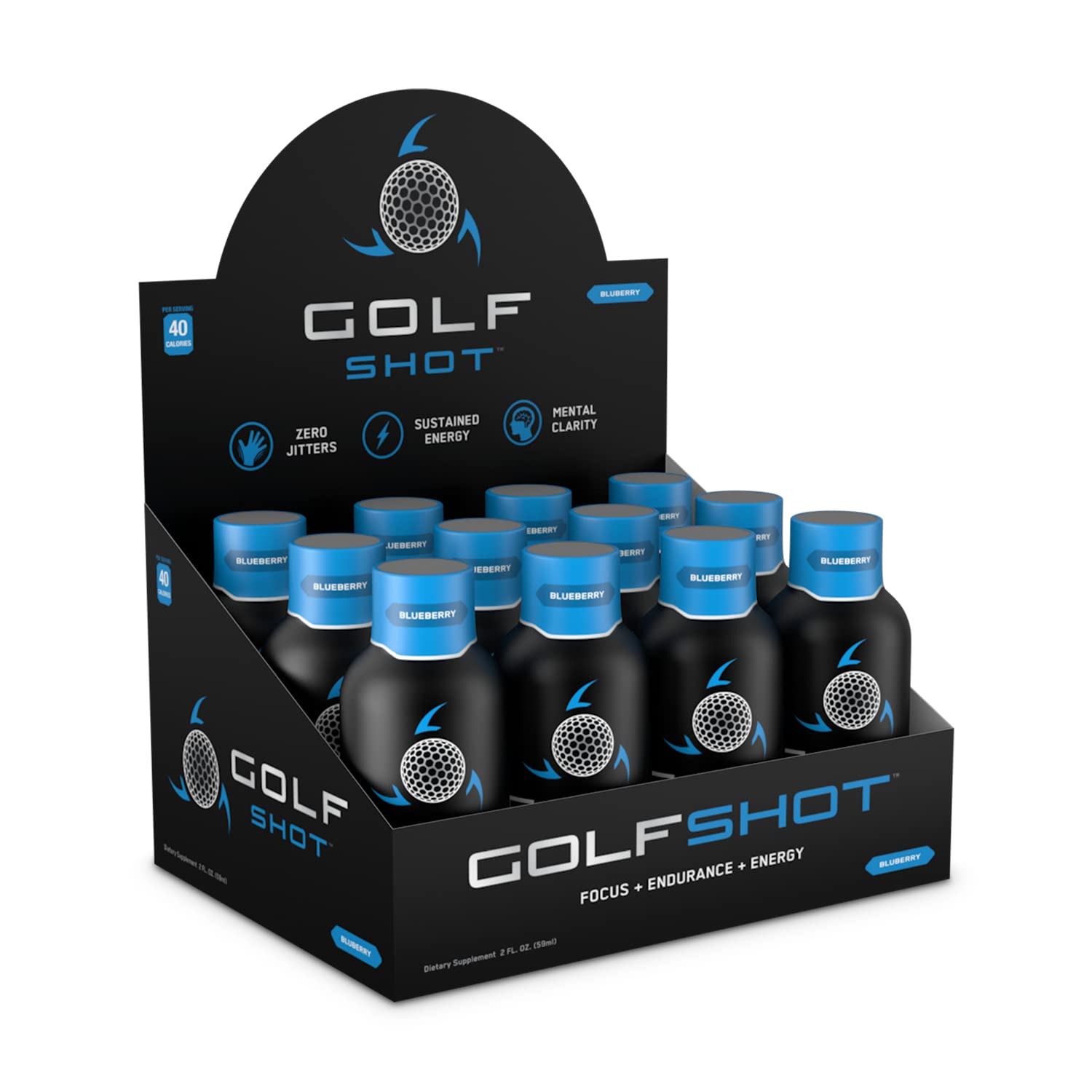 Amazon.com: Golf Shot 2oz, Blueberry Flavor - 12 Shot Case, Focus ...