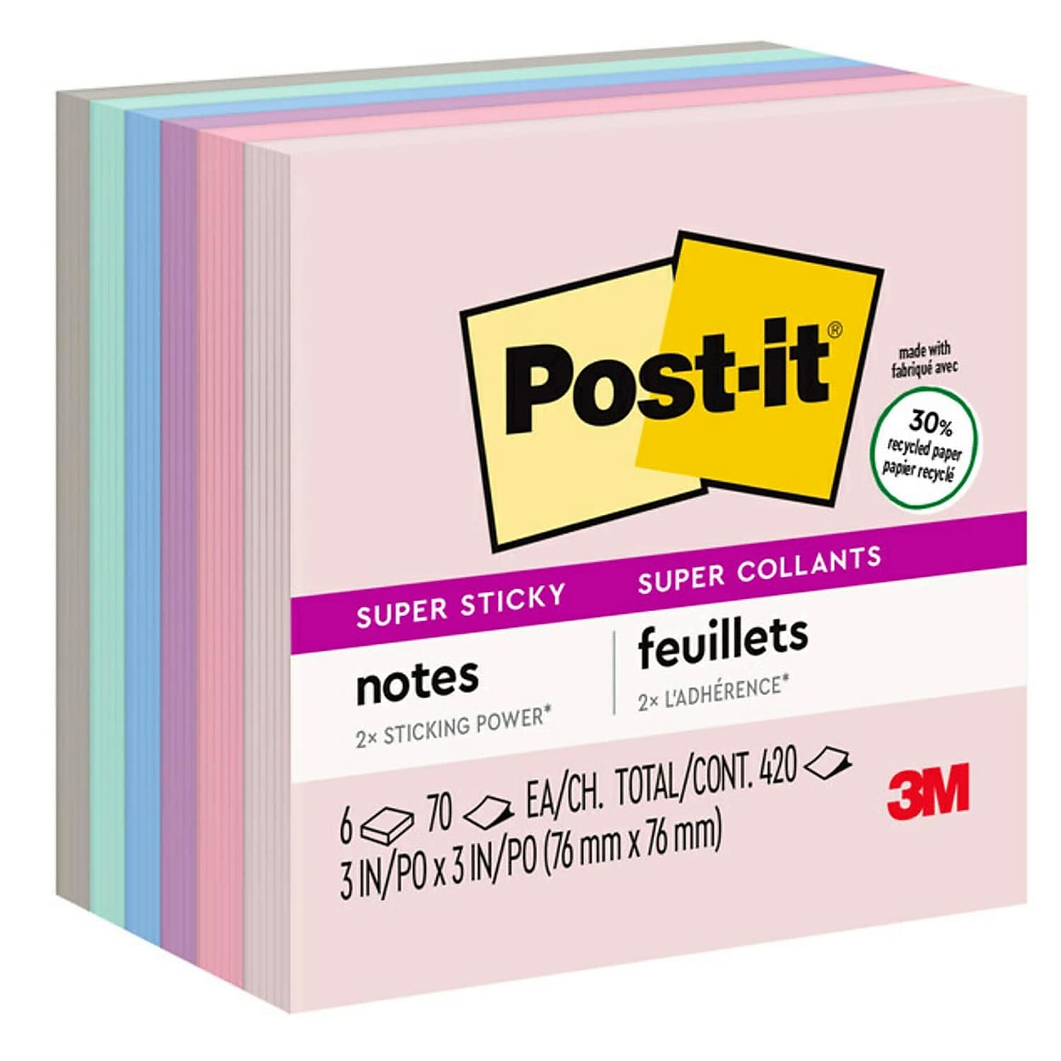 Amazon.com : Post-it Notes Super Sticky Recycled Notes in Wanderlust ...