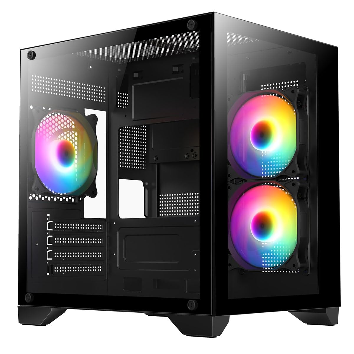 iONZ Mini Dual Dynamic PC Gaming Case, M/ATX Mid Tower Dual Chamber ...
