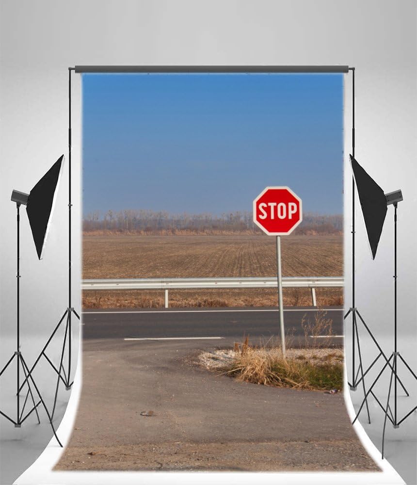 Amazon.com : Laeacco 6x8ft Vinyl Photography Background Stop Sign ...