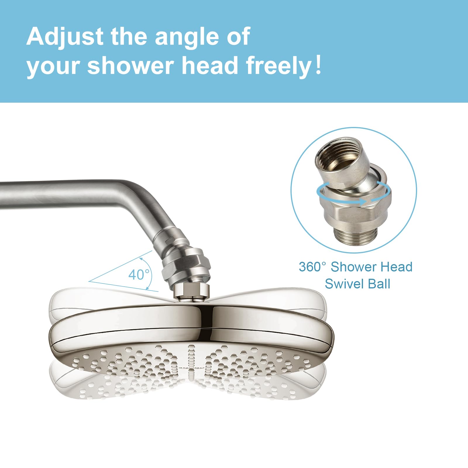 Snapklik.com : Shower Head Swivel Ball Adapter, Brushed Nickel All ...