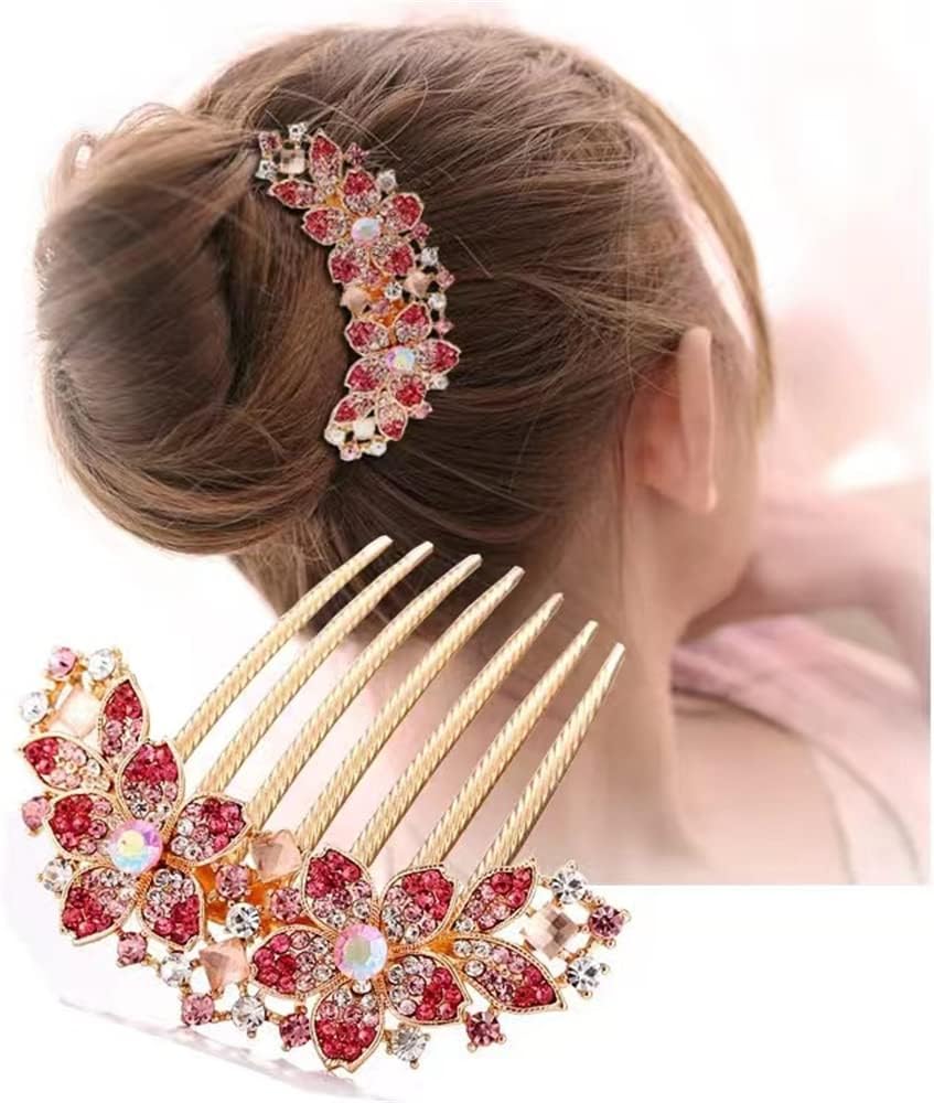 Amazon.com : Aimimier Crystal Inlaid French Flower Hair Comb Sparkly ...