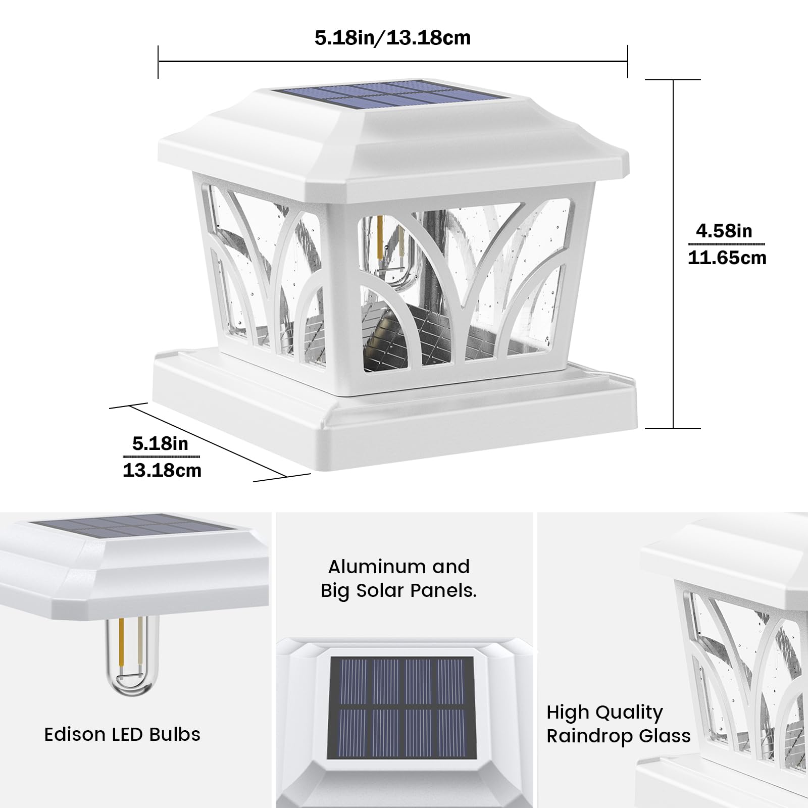 Snapklik.com : SIEDiNLAR Solar Post Cap Lights Outdoor, Aluminum Glass ...
