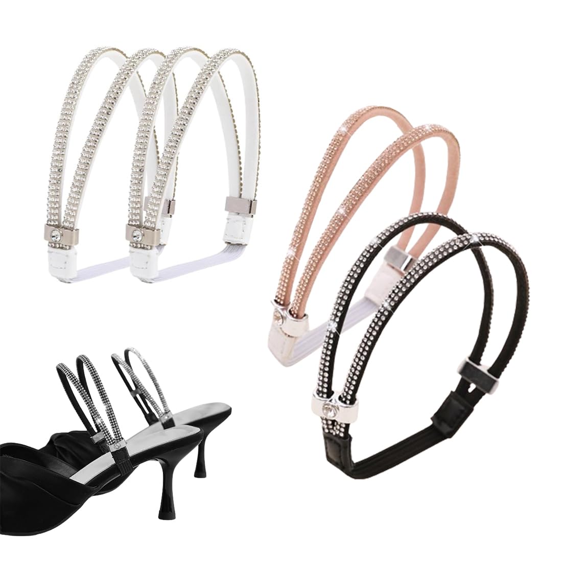JAMAKALA 3 Pairs Elastic High Heels Shoe Straps,Bling Detachable Shoe ...