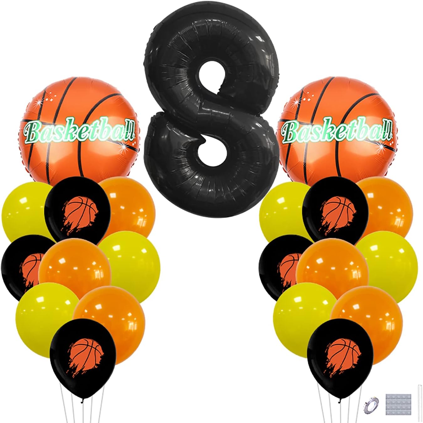 Amazon.com: DUXUANT 8th Basketball Balloons Party Set Black Number 8 ...