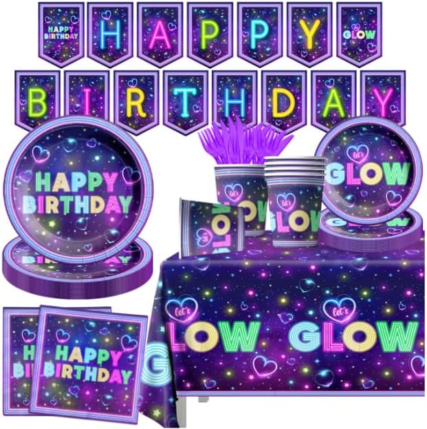 Amazon.com: Glow Neon Party Supplies,142Pcs Neon Party Supplies ...