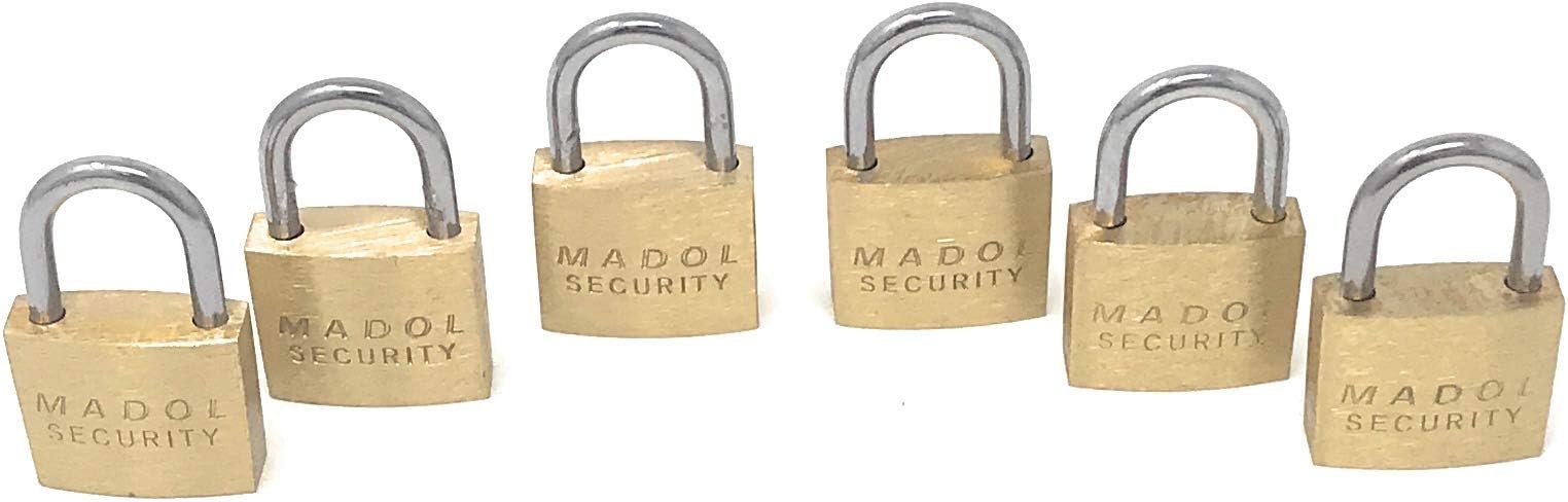20mm Small Mini Brass Padlock with Brass Chromed Keys Pack of 6 All ...
