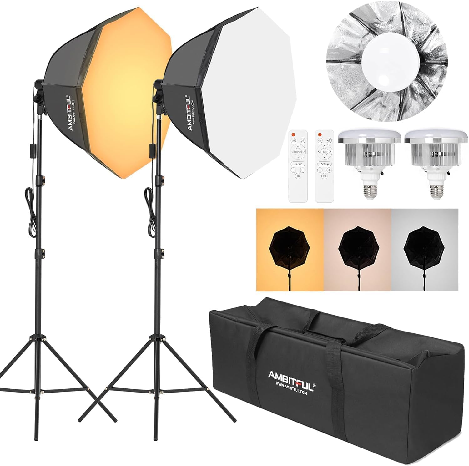Softbox Photography Lighting Kit,2X AMBITFUL 65cm Softbox Lighting Kit ...