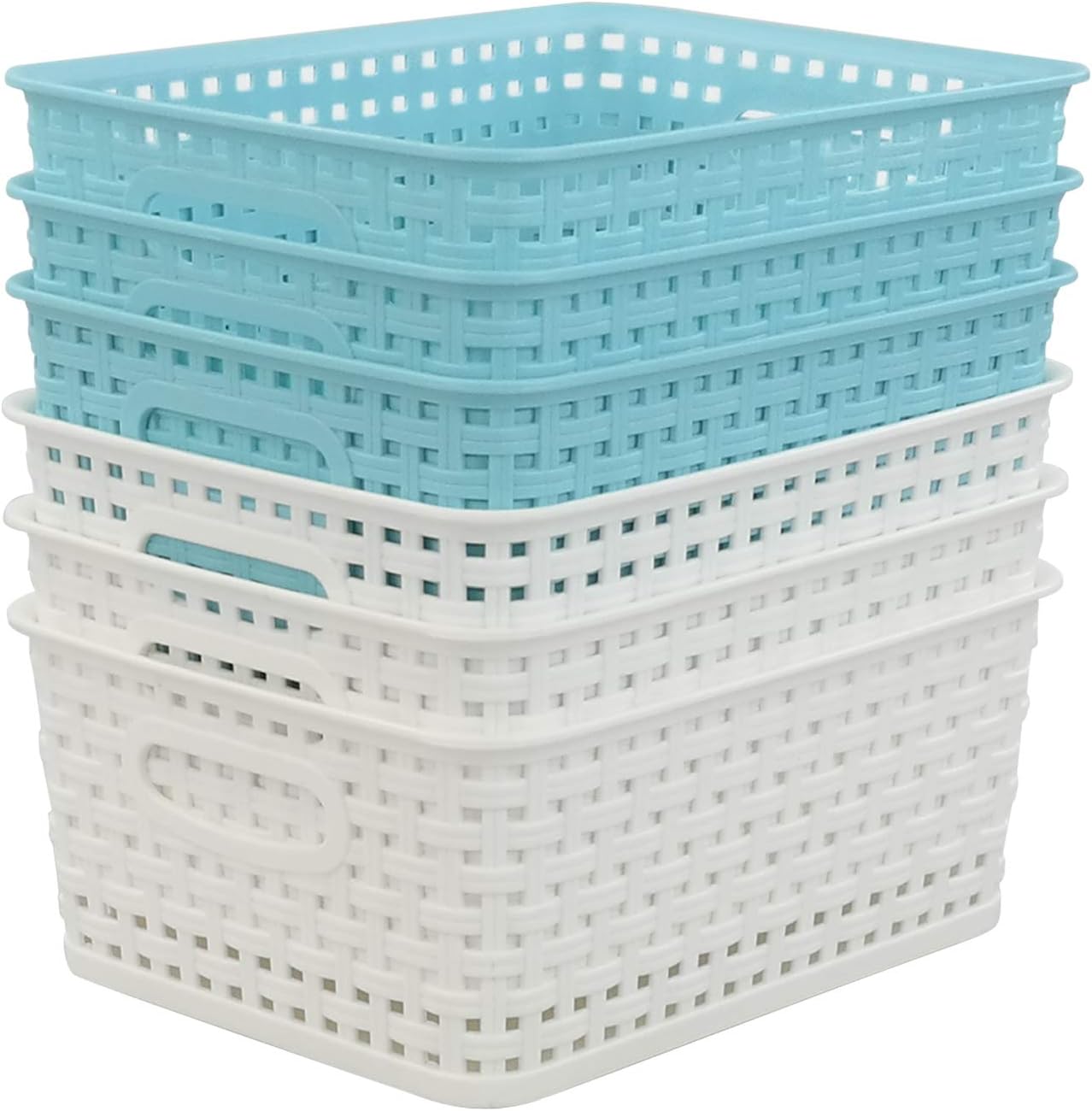 Amazon.com: Ponpong Plastic Weave Storage Basket, Plastic Basket ...