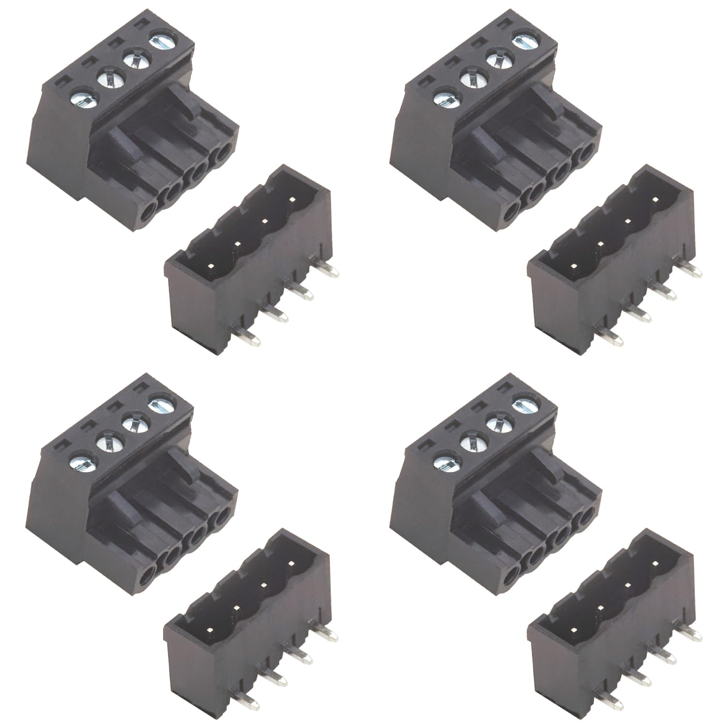 Tcenofoxy 5.08mm Phoenix Connector 4 Pin Black Phoenix Type PCB Screw ...