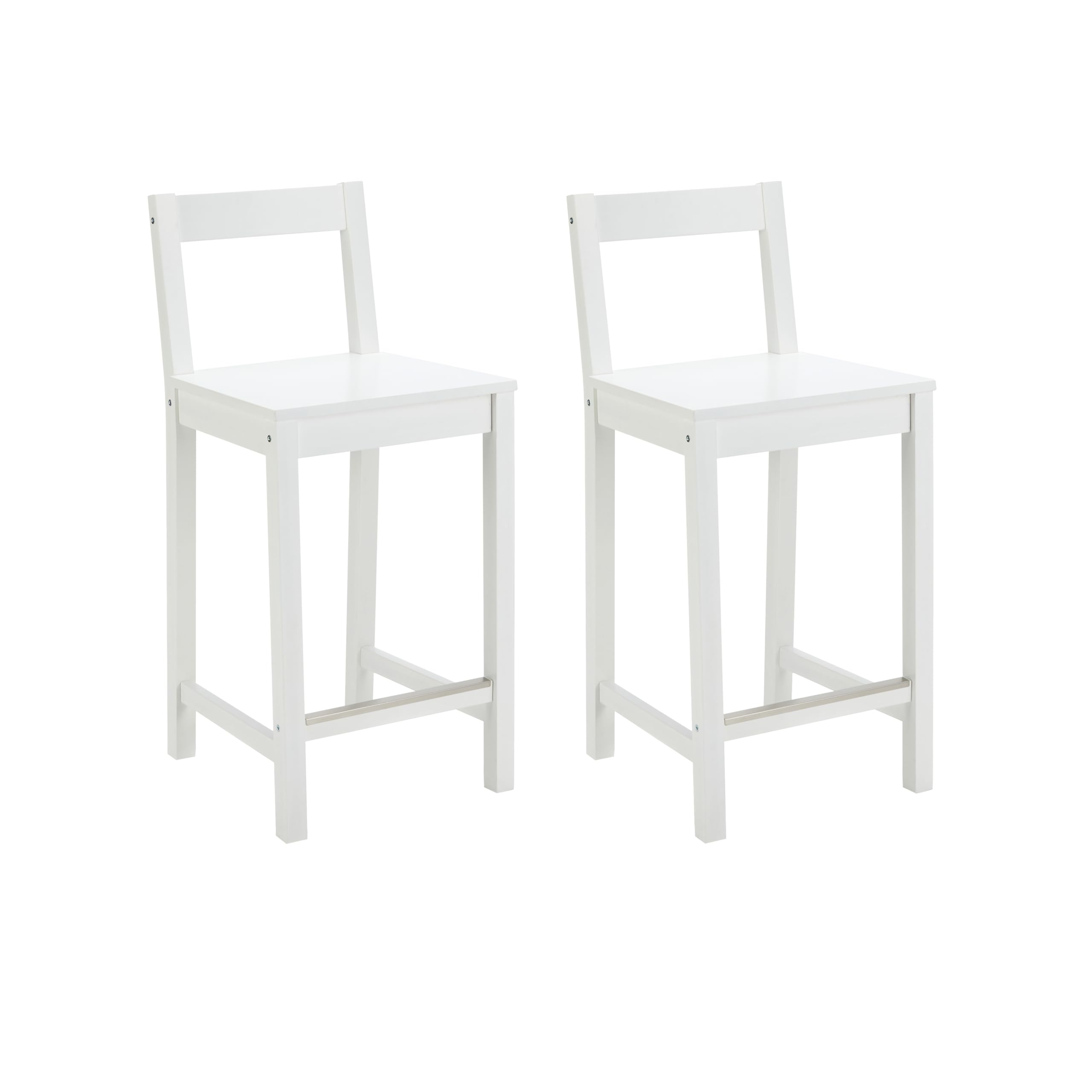 Amazon.com: Amazon Basics Wooden Bar Stool with Backrest, White, Set of ...