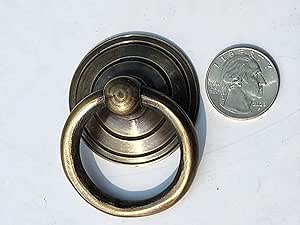 Rustic Antique Style Solid Brass Round Ring Pull Handles 1-3/8 ...