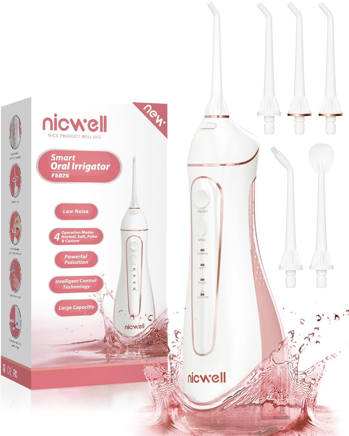Amazon.com: Water Dental Flosser Cordless for Teeth - Nicwell 4 Modes ...