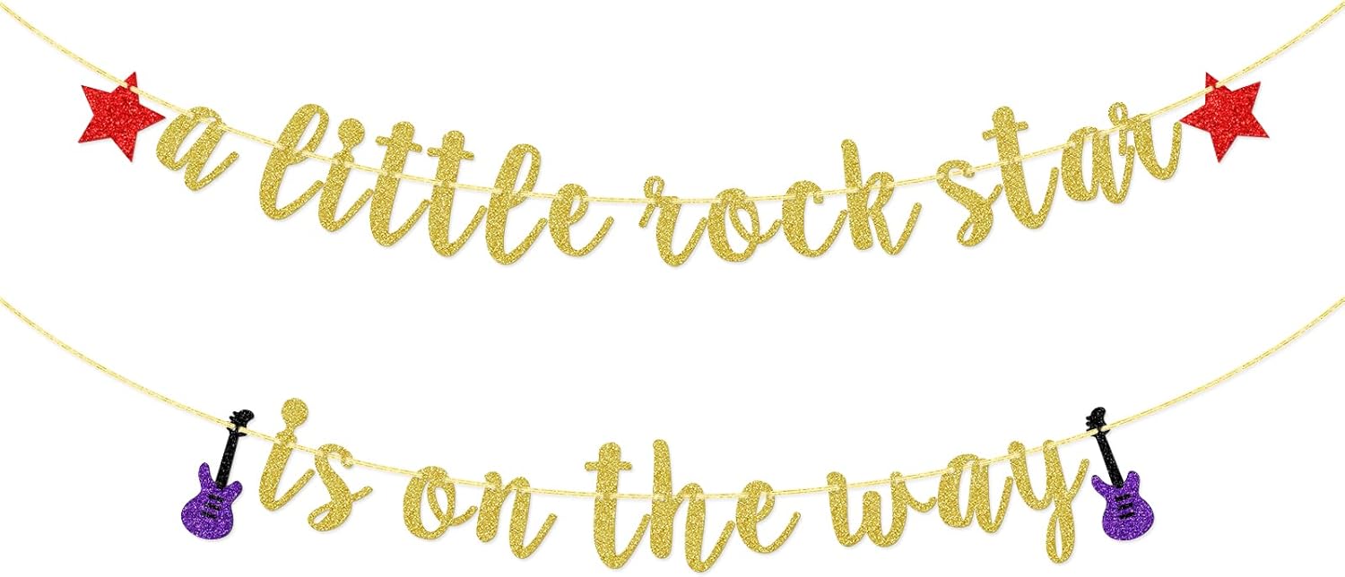 Amazon.com: A Little Rock Star is On The Way Banner, Baby Music Star ...