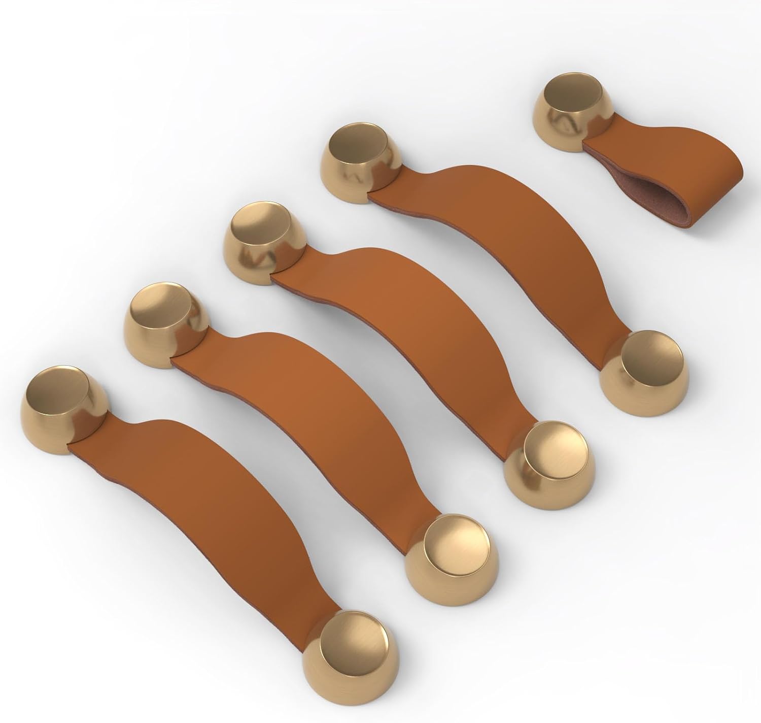 Coinkoly 5 Pack Brown Leather Drawer Pulls 5 Inch(128mm) Hole Center ...