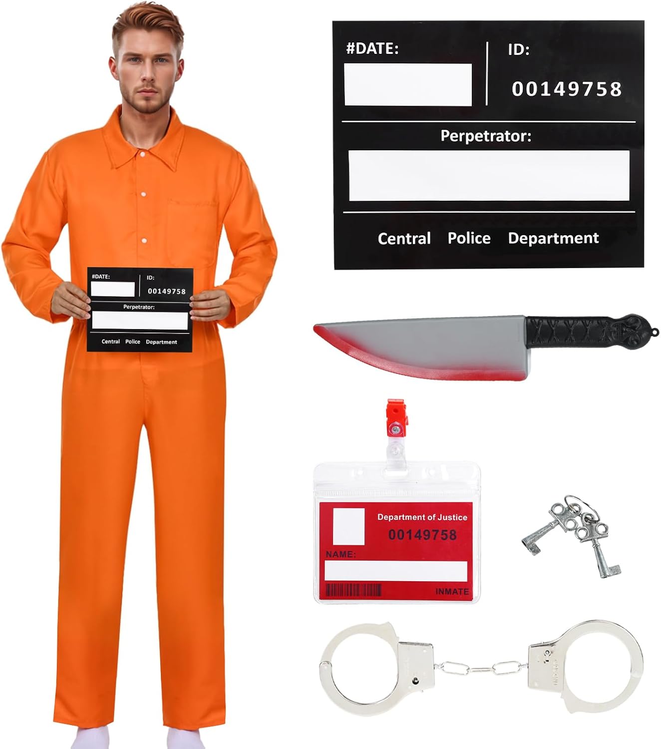 Matreeglam Prisoners Costume Adults for Halloween Penitentiary Cosplay ...