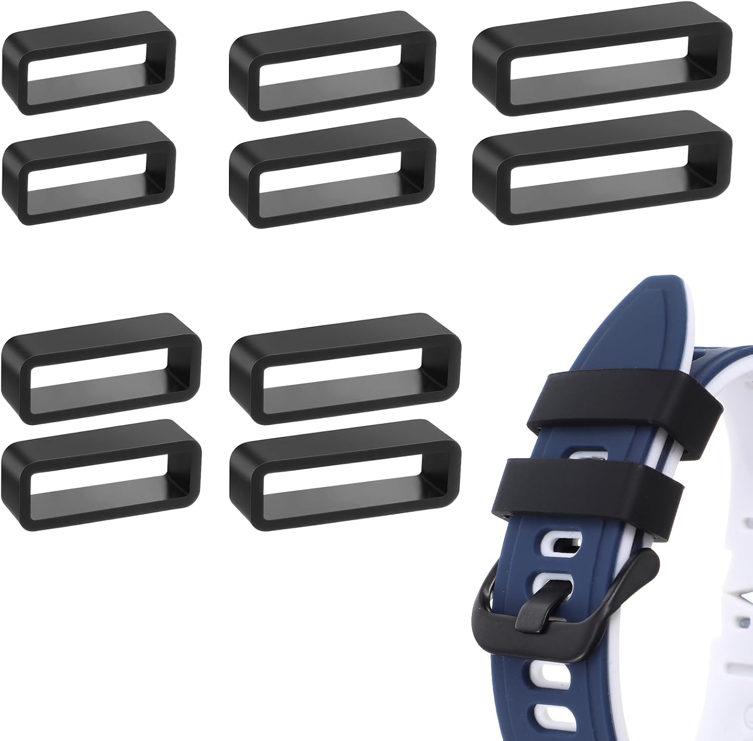 Hpmjz 20Pcs Watch Band Keepers, 14/16/18/20/22mm Silicone Watch Strap ...